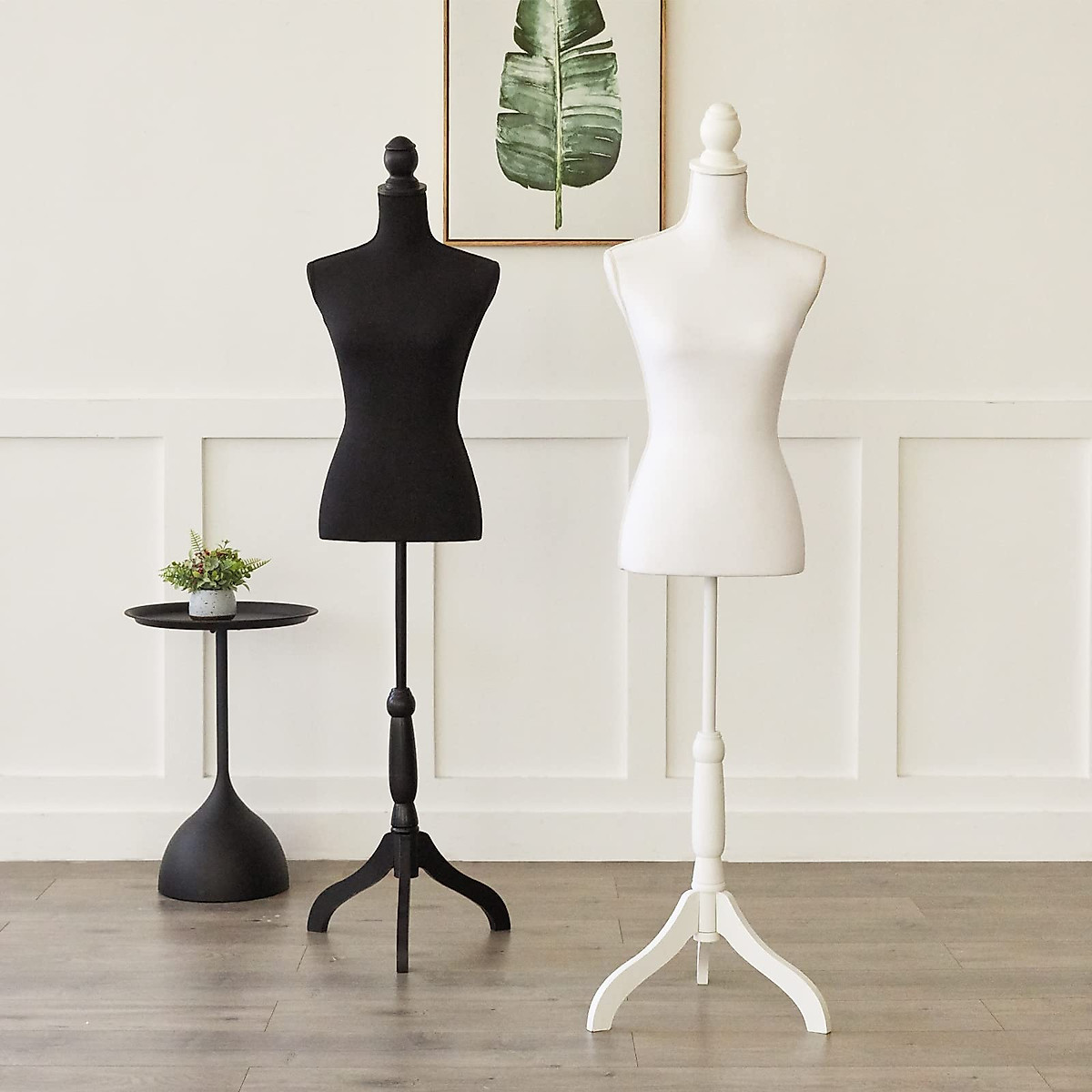 DRDINGRUI Female Mannequin Torso with Stand, Height Adjustable from 52'' to 67'' Dress Form with Tripod Base for Dress Jewelry Display