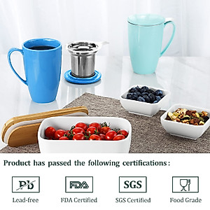 Yedio Porcelain Tea Mug with Infuser and Lid- 15 Ounce Tea Cup with Filter for Tea, Milk, Coffee, Loose Leaf Tea Infusers, Turquoise