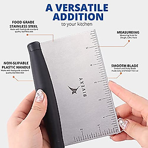 Rivexy Griddle Scraper Stainless Steel – Grill Scraper for Griddle, Griddle Scraper Tool, Flat Top Grill Scraper, Dough Scraper use for Chopping, Dicing, Cutting, Mixing Food and Cleaning