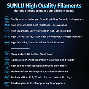SUNLU Glow in the Dark PLA Filament, Neatly Wound Luminous PLA 3D Printer Filament 1.75mm Dimensional Accuracy +/- 0.02mm, Fit Most FDM 3D Printer, 1kg Spool (2.2lbs), 330 Meters, White PLA, Glow Blue