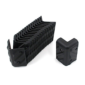 Geesatis 16 pcs Right Angle Corner Protector Black Plastic Cabinet Speaker Corners Protector for Cabinet Guitar Amplifier Stage Speaker, with Mounting Screws, Height 3 inch