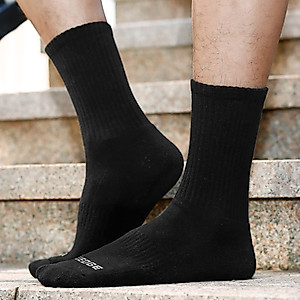 YUEDGE Men's Gym Tennis Running Training Athletic Socks Moisture Wicking Cotton Cushioned Crew Socks Black Tall Mens Socks For Men Plus Size 10-13, 6 Pairs