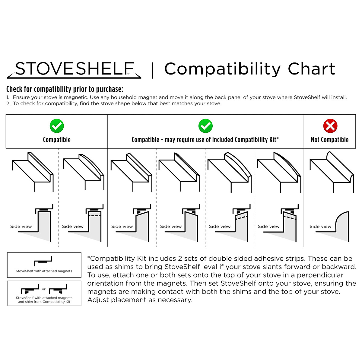 StoveShelf 30" Length Stainless Steel Finish Magnetic Shelf for Kitchen Stove - Kitchen Storage Solution with Zero Installation - Over Stove Spice Rack Organizer