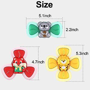 3PCS Suction Cup Spinner Toys for 1 2 Year Old Boys Girls|Spin Sucker Spinning Top Spinner Toy Bath Toys 12-18 Months|First Birthday Baby Gifts for 1 Year Old Girls|Sensory Toys for Toddlers 1-3