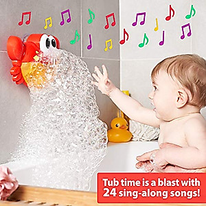 Chuchik Crab Bubble Bath Maker for The Bathtub. Blows Bubbles and Plays 24 Children’s Songs – Baby, Toddler Kids Bath Toys Makes Great Gifts for Toddlers – Sing-Along Bath Bubble Machine (Light-Red)