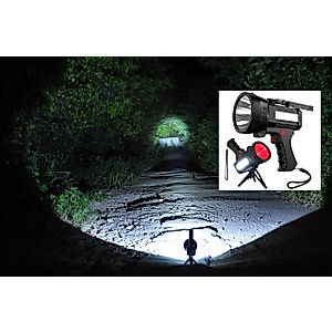 BIGSUN Rechargeable Spotlight, High Lumens 1000,000 LED Flashlight with Multi-Purpose Floodlamp, Built-in 10800mAh Battery Pack, Outdoor Handheld spot Light, for Farm, Hunting,Camping, Car, Boat