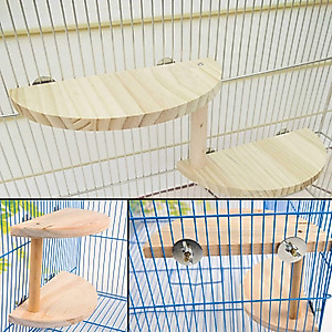 kathson Hamster Standing Platform Rat 2-Level Natural Wood Pedal Gerbil Round Standing Board Squirrel Cage Accessories Dwarf Hamster Activity Toys for Chinchilla Bird Parrot Mouse 3PCS