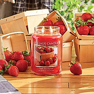 Village Candle Fresh Strawberries 26 oz Glass Jar Scented Candle, Large