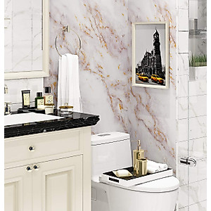 Livelynine Gold Marble Contact Paper Peel and Stick Countertops for Kitchen Table Desk Counter Top Covers Self Adhesive Wallpaper for Bathroom Sink Removable Waterproof 15.8x78.8 Inch