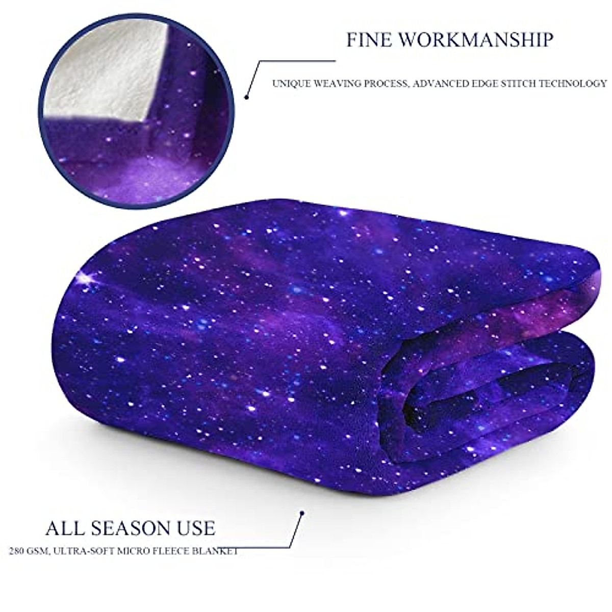 Ultra-Soft Cozy Flannel Fleece Throw Blankets 40"x50", Smooth Warm Fuzzy Plush Blankets for Sofa Bed Kids Adults (Galaxy Solar System Universe Space Astronomy)