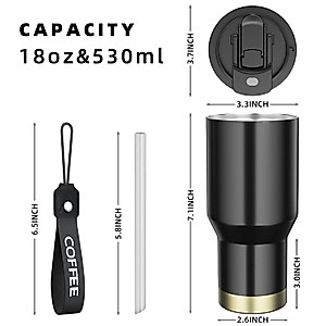 weisidi Coffee Mug - 18 oz (530ml) Stainless Steel Vacuum Insulated Tumbler - Spill Proof Travel Coffee Mug - Keeps Drinks Hot and Cold - Coffee Travel Mug Spill Proof Leak Proof (black)