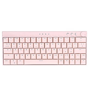 Yoidesu Wireless Mechanical Gaming Keyboard, Pink 64 Keys Plus Wireless RGB Backlight Mechanical Keyboard 3 Modes 2.4G/BT 3.0, 5.0/Type c Wired Gaming Keyboard with Knob RGB(Red Switch)