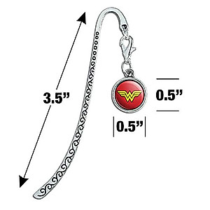 Wonder Woman Classic Logo Metal Bookmark Page Marker with Charm