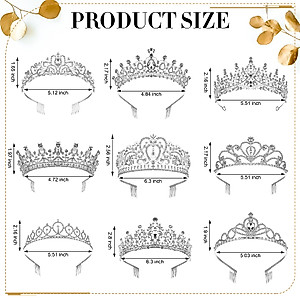 Landical 15 Pcs Silver Tiara and Crowns for Women Crystal Tiara Crown Headband with Comb Rhinestone Queen Princess Crown Hair Accessories for Christmas Bridal Party Prom Costume Cosplay Gifts