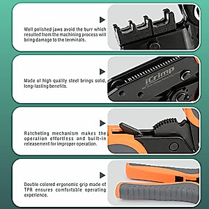 iCrimp Ratcheting Crimping Tool Set 8 PCS - Quick Exchange Jaw for Heat Shrink, Open Barrel, Insulated and Non-Insulated Ferrules AWG 20-2
