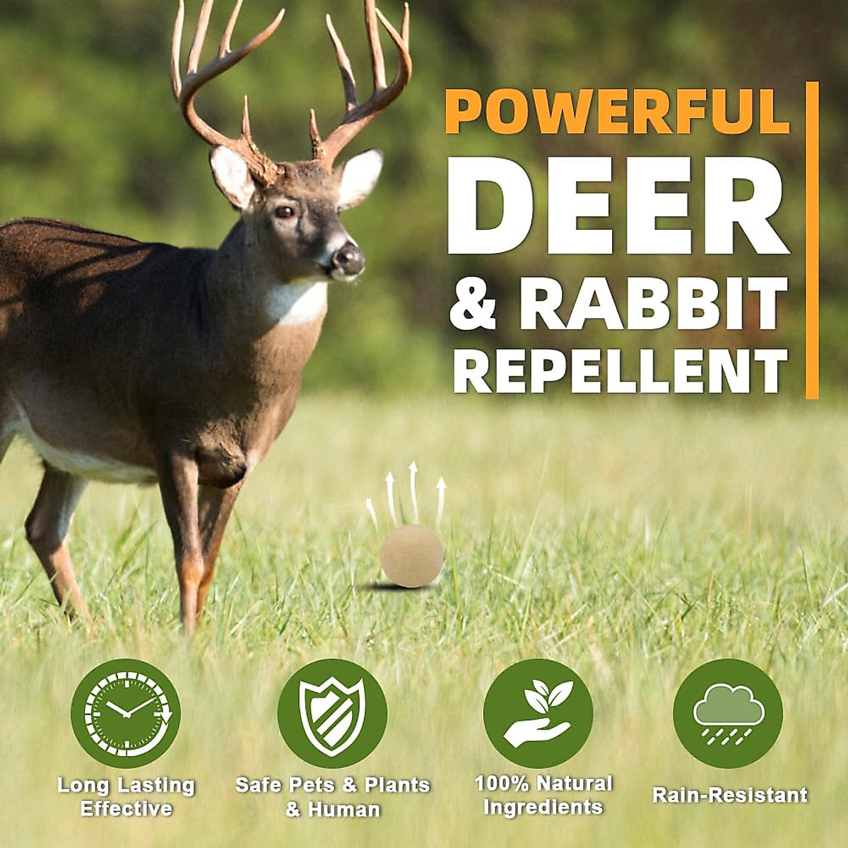 Ksqurelnb Deer Repellent, Rabbit Repellent Outdoor, Deer and Rabbit Repellent for Plants, Powerful Rabbit Repellent for Darden, Deer Deterrent for Darden, Deer Away, Rabbit Deterrent for Yard - 8P