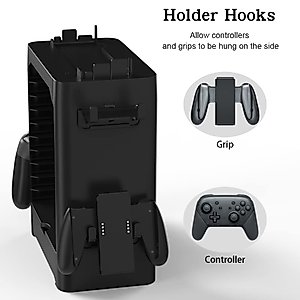 J&TOP Multifunctional Game Disk Storage Tower Holder Compatible with Nintendo Switch/OLED Console and Switch Pro Controllers