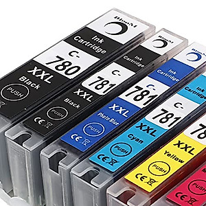 Ink Cartridge with 5% Coverage, Smoothly Print Clear Fadeless Printer Cartridge, for PIXMA TS707 TR8570 TS8170 (BK BK C M Y PB)