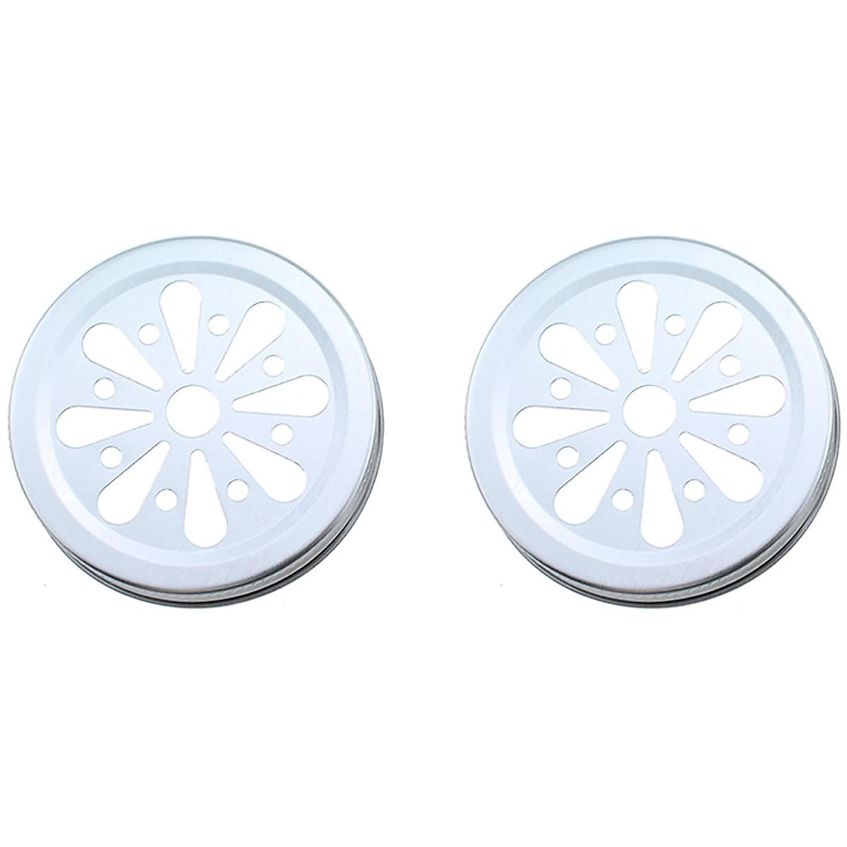TAODAN 8pcs Mason Can Jar Lids Regular Mouth Jar with Flower Canning Lids Rustproof Daisy Cut with Straw Hole for Mason, Ball, Canning Jar