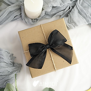 AIMUDI Black Bows for Crafts 4" Premade Black Twist Tie Bows for Treat Bags Pre-Tied Black Organza Ribbon Bows for Gift Wrapping, Cake Pop Bows, Wedding Favor, Baby Shower, Party Decoration -12 Counts