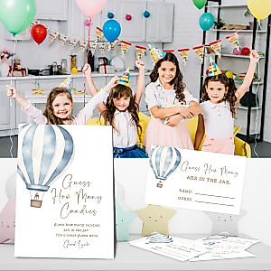 UHADRE Guess How Many Candies Game(One Sign with 50 Cards),Baby Shower Game, Bridal Shower Game, Hot Air Balloon Baby Shower, How Many Cards, Candy Guessing Game Sign and Cards Set-GCD09