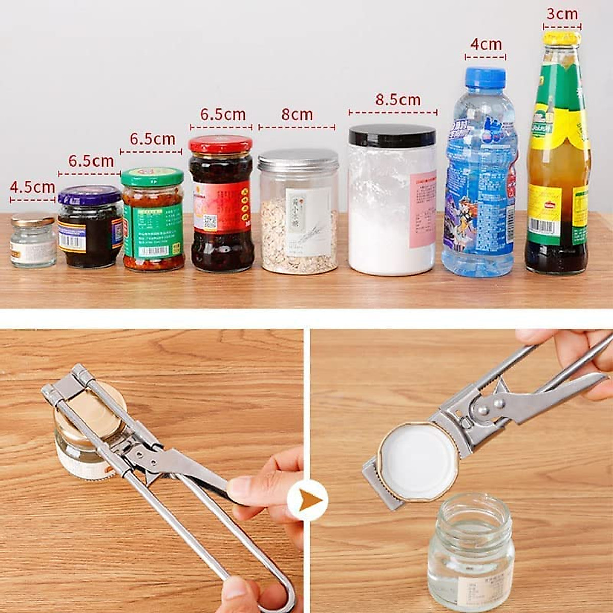 2023 NEW Adjustable Multifunctional Stainless Steel Can Opener, Jar Opener for Weak Hands, Adjustable Longer Handheld Bottle Opener for the Elderly and Children (4pcs)