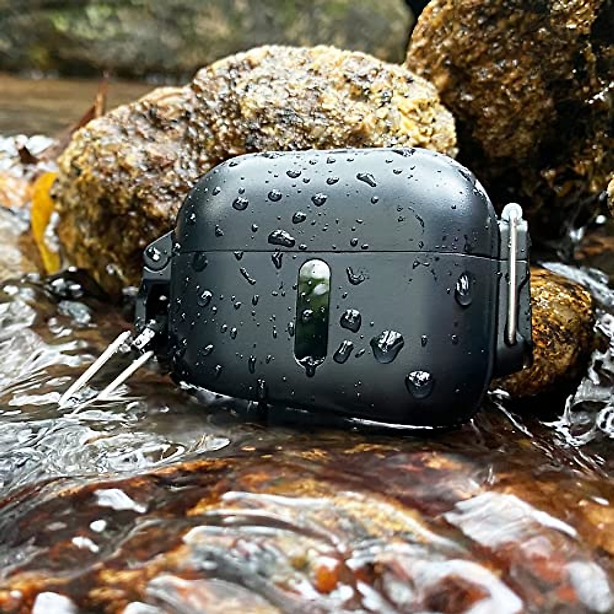 Compatible for AirPods 3rd Generation, Waterproof,Support MagSafe Wireless Charging, Anti-Lost,Visible Charging Light. (Black)