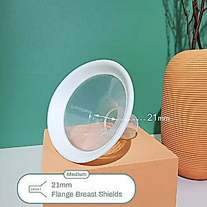 PumpMom 21mm Breast Pump Shields Flanges for Medela, Replace Flange Compatible with Medela Breast Pumps PersonalFit, Freestyle, Maxi, Freestyle Flex Connector 