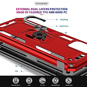 LeYi for Samsung Galaxy A03S Case, Galaxy A03S Phone Case with [2 Pack] Tempered Glass Screen Protector, [Military-Grade] Magnetic Ring Kickstand Phone Case for Samsung Galaxy A03S (6.5 Inch), Red