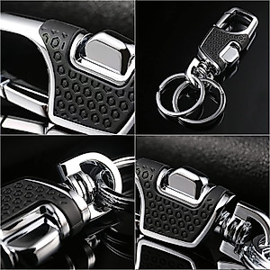 KIFIDAN Car Keychain Premium Keychain 2 Keyrings Chrome Plated Stainless Steel Heavy Duty Car Keychain Men and Women Heavy Car Keychain Keychain-Black