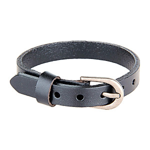 Xusamss Fashion Simple Alloy Buckle Bangle Leather Wristhand Bracelet,6"-8" Wrist