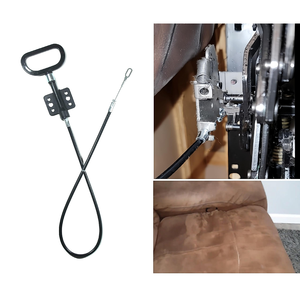 KUANYUOO Recliner Sofa and Reclined Chair Replacement Cable D Handle Pull Type, O-Shaped End,Total Cable Length(Include Handle):27inch,Exposed Cable Length:2.5inch DASO-4, 2Pcs