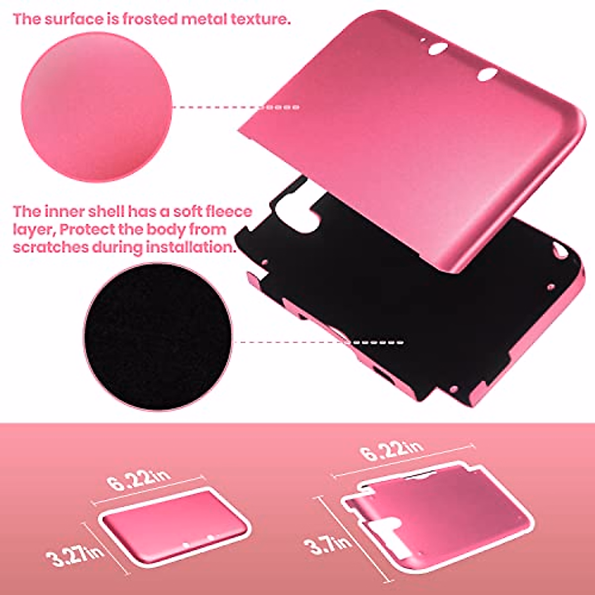 OSTENT Anti-Shock Hard Metal Box Cover Case Shell for Nintendo 3DS XL LL (Red)