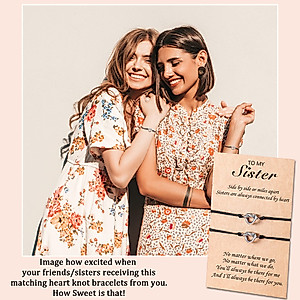 Jeka Sister Bracelets for 2, Sister Gifts from Sister, Matching Bracelets Best Friends Friendship Love Knot Distance Bracelet Birthday Gifts for 2 Younger Sister Teen Women