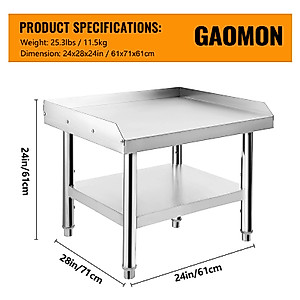 GAOMON Stainless Steel Equipment Grill Stand, 24 x 28 x 24 inch Grill Stand Table with Adjustable Storage Undershelf, Equipment Stand Grill Table, for Hotel, Home, Commercial Restaurant Kitchen