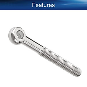 Yinpecly M10x80mm Eye Shape Bolt, 304 Stainless Steel Fish Eye Bolt, Lifting Ring Eye Bolts, 8mm x 18mm(IDxOD) Closed Rod Eye Screw Bolts Metric Thread, 2Pcs