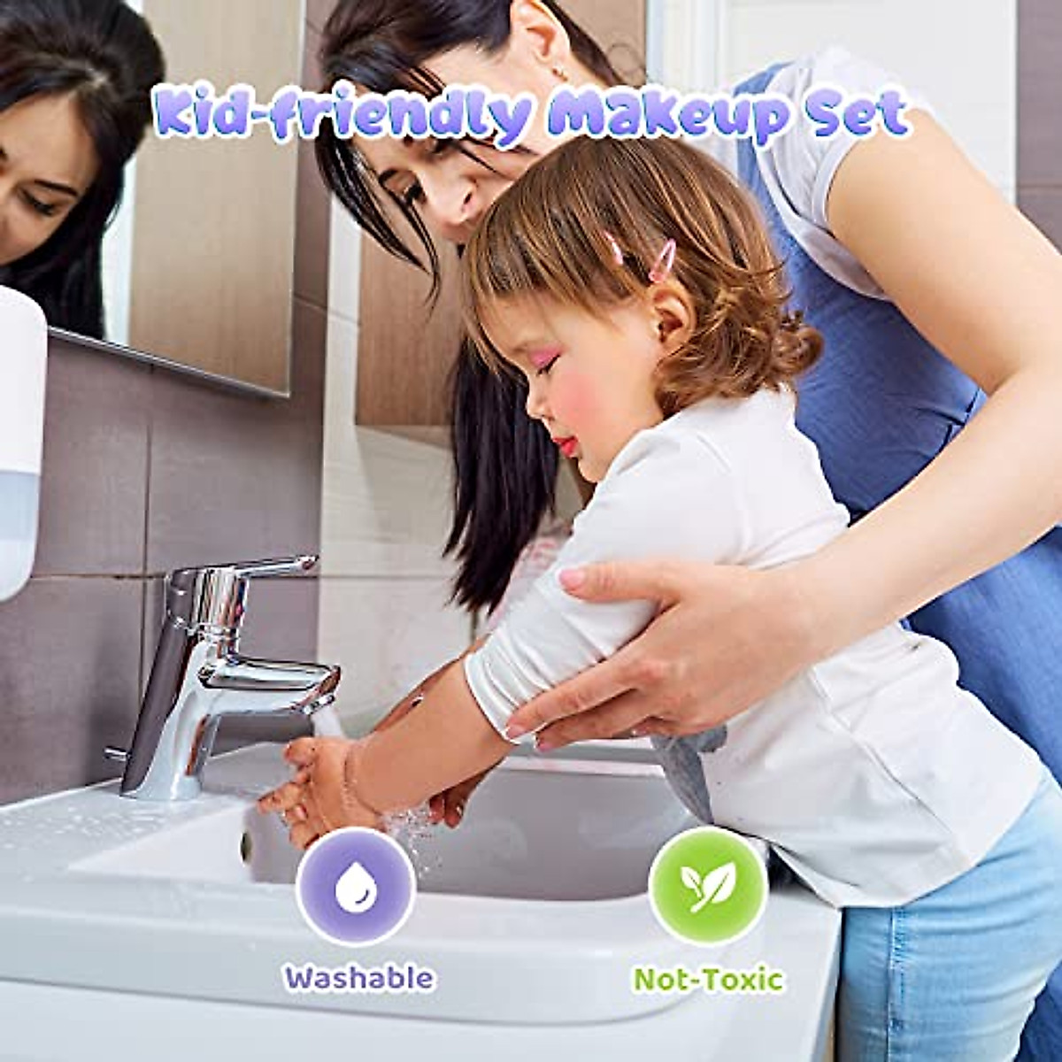 PERRYHOME Kids Makeup Kit for Girl 35 Pcs Washable Real Cosmetic, Safe & Non-Toxic Little Girl Makeup Set, Frozen Makeup Set for 3-12 Year Old Kids Toddler Girl Toys Christmas & Birthday Gift (Purple)