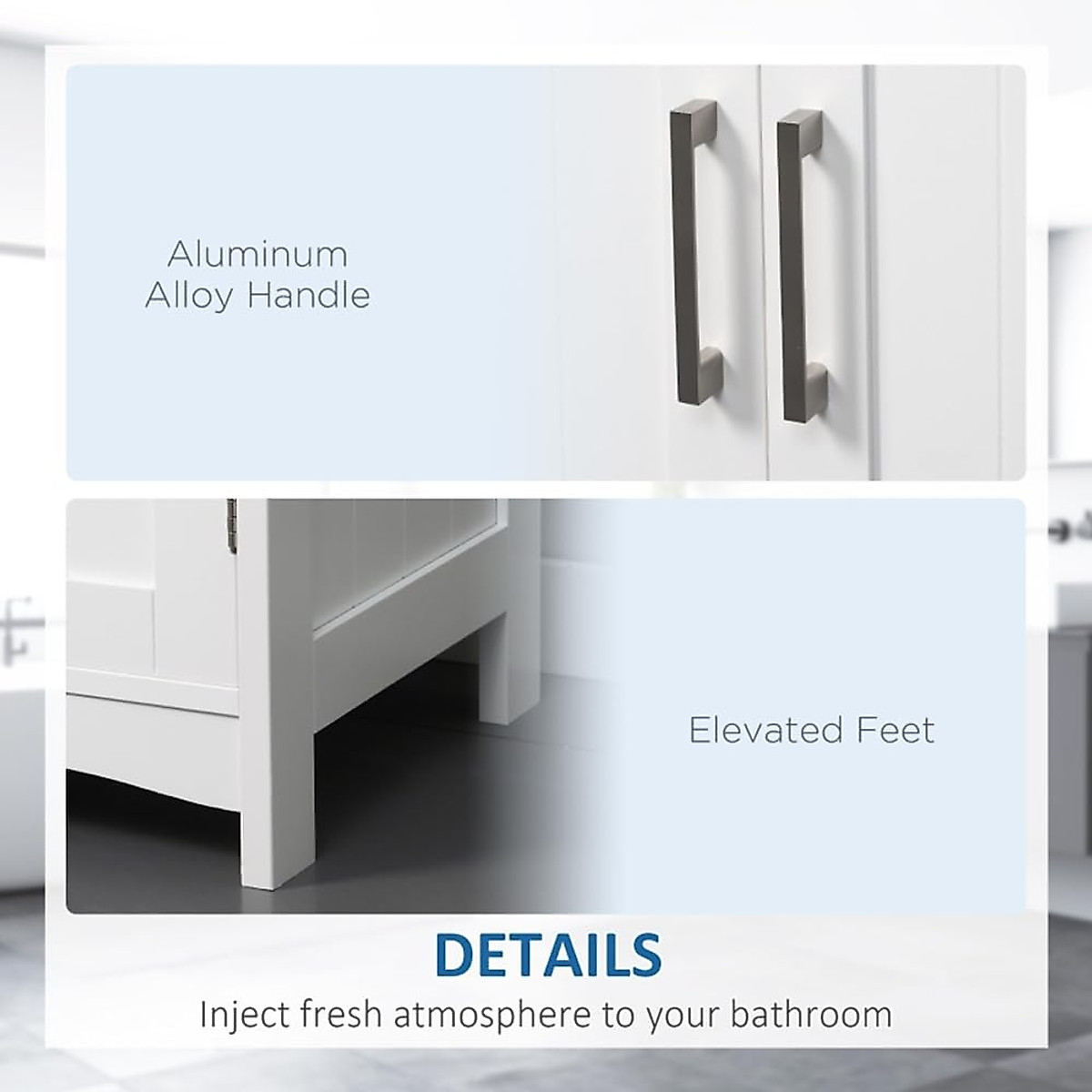 Light Grey Top Pedestal Sink Storage Cabinet, Under Sink Cabinet, Pedestal Sink Storage Bathroom Vanity Cabinet with U-Shape and Adjustable Internal Shelf, 23.5" W x 13" D x 23.5" H