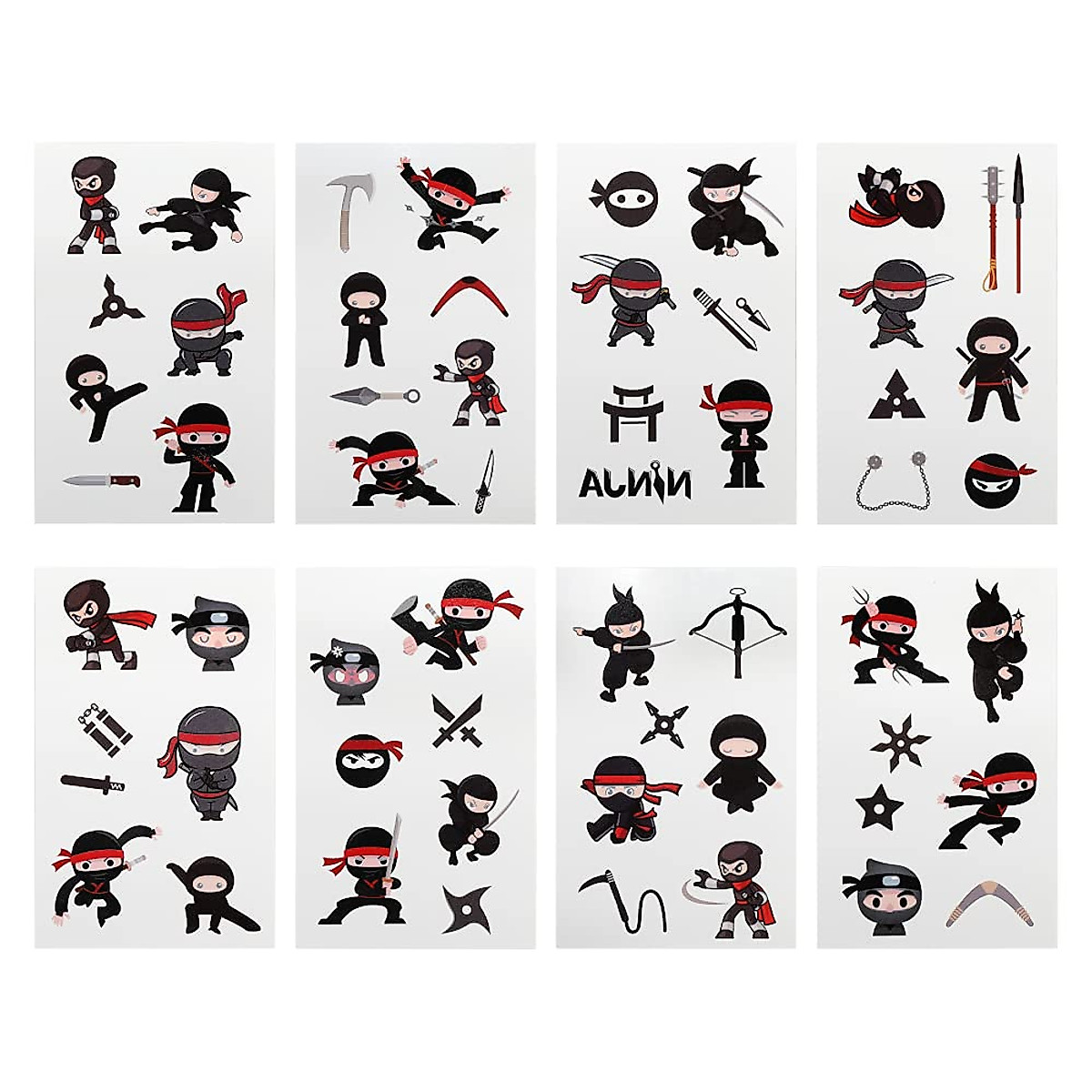 24 Sheets Ninja Temporary Tattoos, Ninja Warrior Birthday Decorations Party Favors