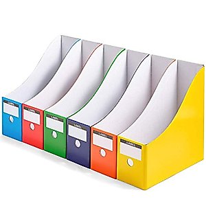 Magazine File Holder, Folder Holder, Magazine Organizer, Book Bins, Set of 6, Multi-Color