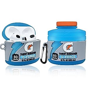 Sport Water Drink Bottle Case for Air pod 3, Funny 3D Cool Cute Food Design Silicone Accessories with Keychain for Apple AirPods 3rd Generation Charging Case (Blue)