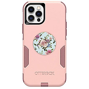 OtterBox Bundle: COMMUTER SERIES Case for iPhone 12 & iPhone 12 Pro - (BALLET WAY) + PopSockets PopGrip - (RETRO WILD ROSE)