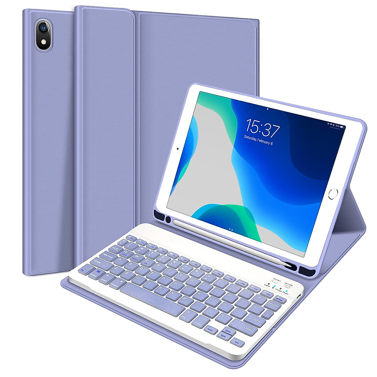 ABEIFAN Keyboard Case for iPad 10.5 iPad Air 3 10.5 2019 3rd Gen iPad Pro 10.5 2017 - Wireless Detachable Keyboard with Pencil Holder Purple Purple 10.5 iPad Air 3/ Pro 10.5 Grey-Purple