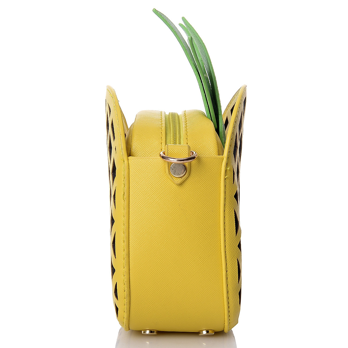 QZUnique Fruit Shape Handbag PU Crossbody Metal Chain Shoulder Bag Adjustable Strap Clutch Jelly Purse Pineapple