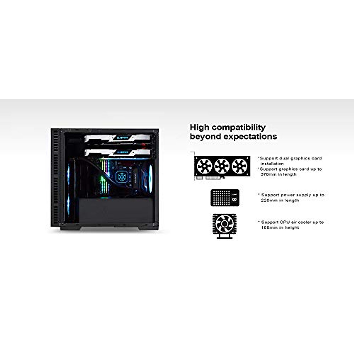 SilverStone Technology RL08BR-RGB Black and Red Micro-ATX Case with Tempered Glass Side Panel and 2 x120mm RGB Fans