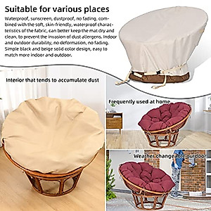 Papasan Chair Cover, 420D Thicken Waterproof Outdoor Papasan Pation Chair Covers, Papasan Chair Slip Covers With Handles, Ventilation Holes, Adjustable Fixed Wind Straps-54" Dia × 39" Height, Beige