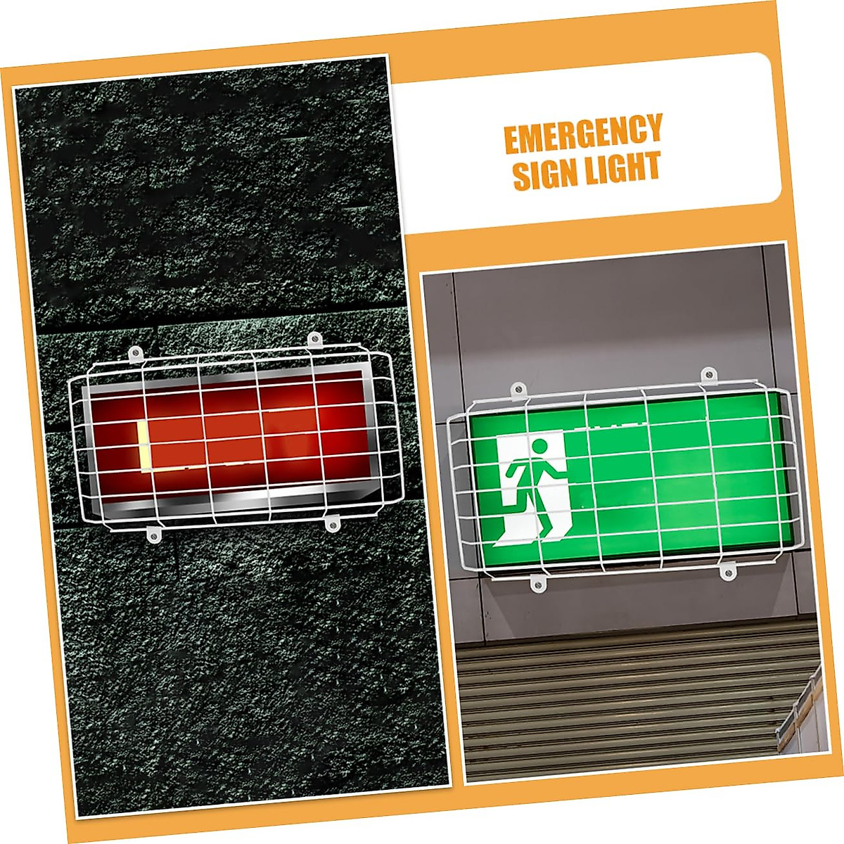 2pcs School Evacuation Sign Exit Sign Cage Guard Light Switch Covers Guard Emergency Signal Damage Stopper Exit Sign Protective Cover Exit Sign Wire Cover Exit Sign Wall Cover Iron BESPORTBLE