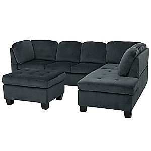 Christopher Knight Home Canterbury Fabric Sectional Set, Charcoal