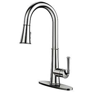 Kitchen Faucet with Pull Down Sprayer - LEPO Kitchen Sink Faucet with Led Light, Brushed Nickel, High Arc Commercial Stainless Steel Pull Out Rv Kitchen Faucet Bar（No Batteries Required）