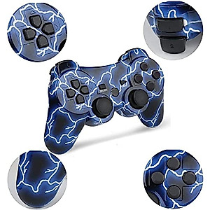 TAKESH Wireless Controller for PS3, Upgraded Joystick Motion Gamepad Double Shock with USB Charging Cable, 2 Packs